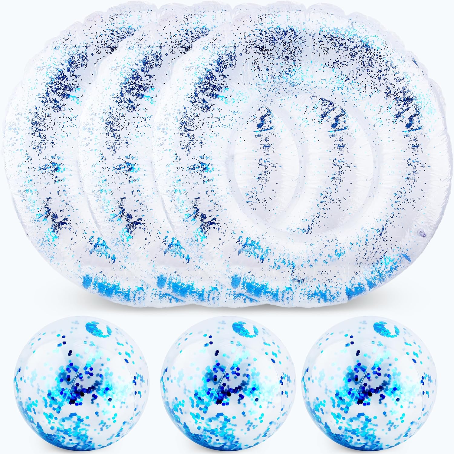 Amazon.com: Sonarun 6 Pcs Inflatable Glitter Clear Pool Float Tube ...