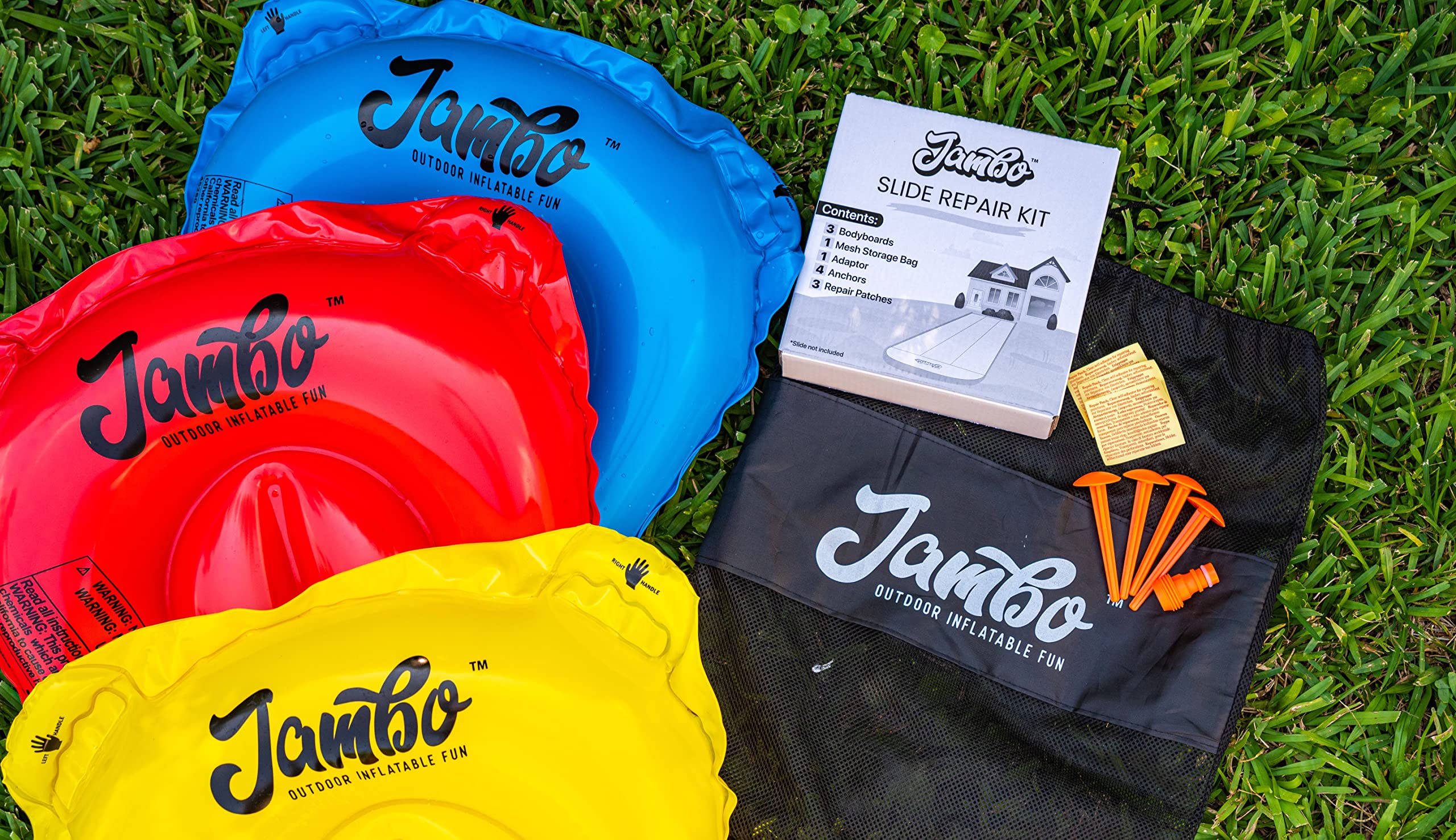 Snapklik.com : JAMBO 3-Pack Lawn Water Slide Bodyboards