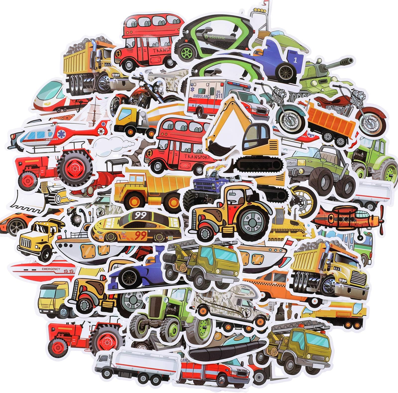 Amazon.com: 50pcs Transportation Vehicle Truck Stickers Decals for Kids ...