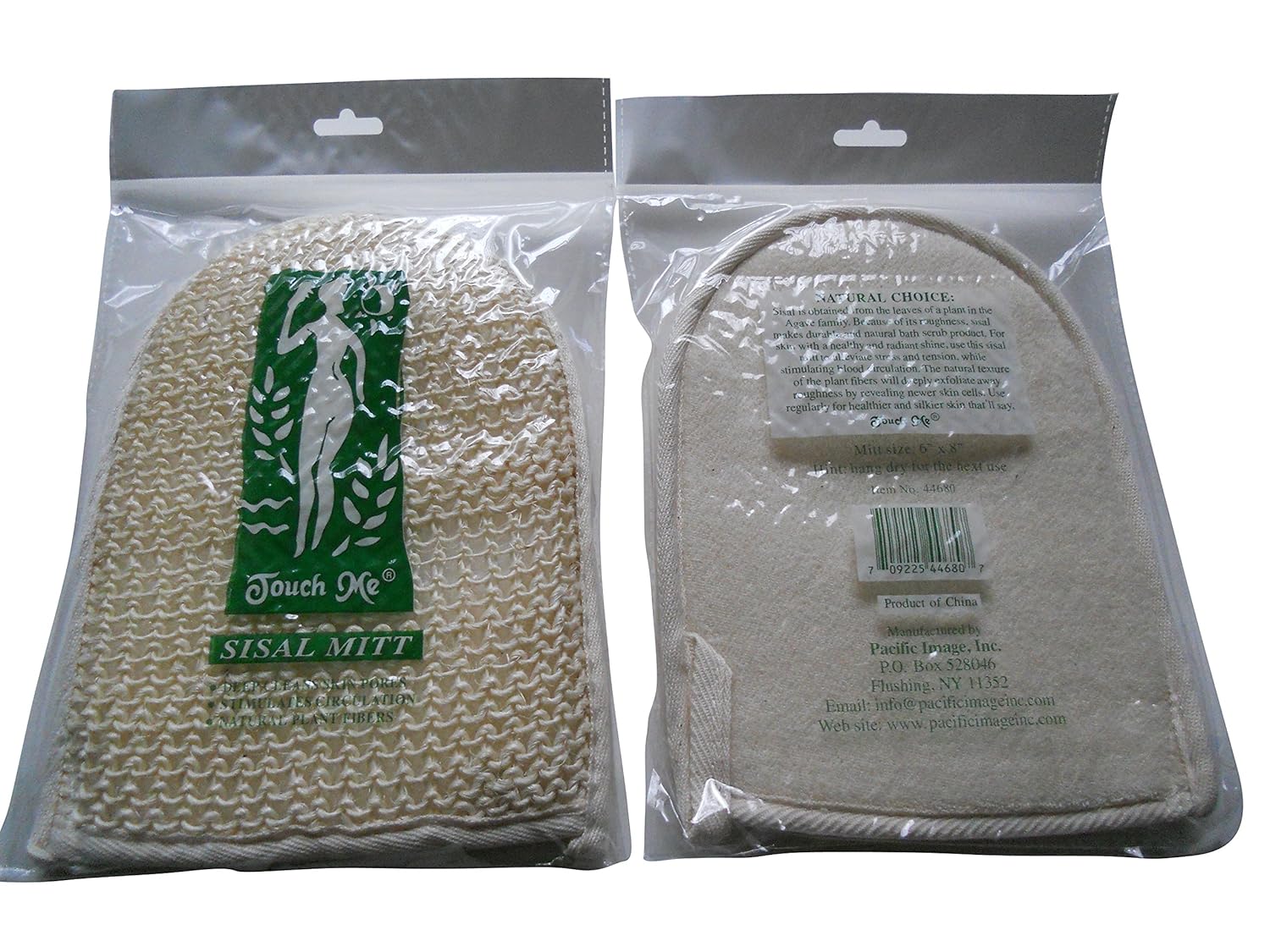Amazon.com: 2 pcs/Set 6"x8" Natural Sisal/Terry Bath Shower Mitt (Set ...