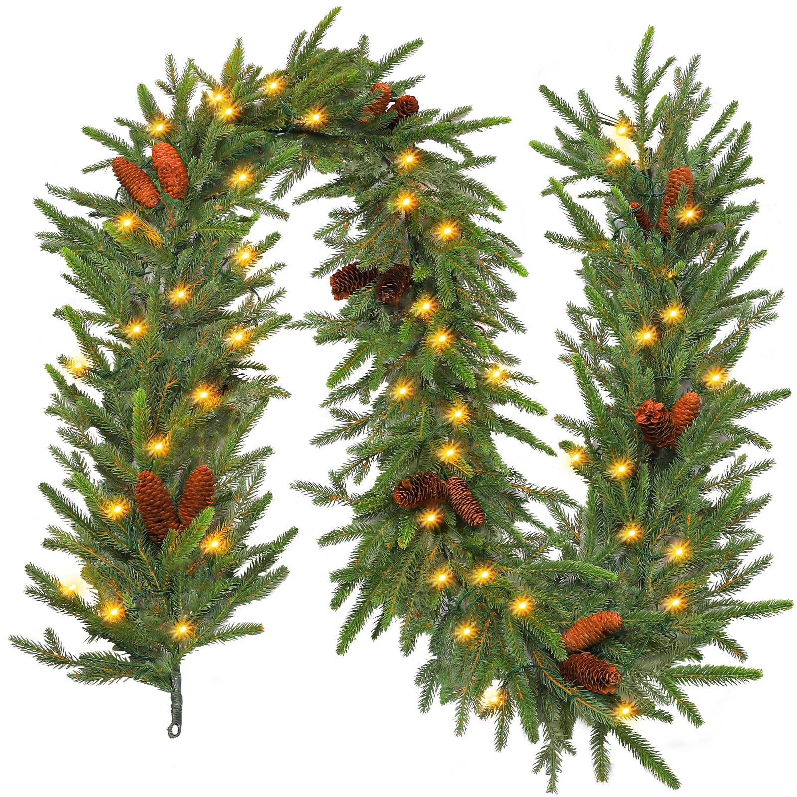 Snapklik.com : Hykolity 9 Ft PE Pre-lit Christmas Garland