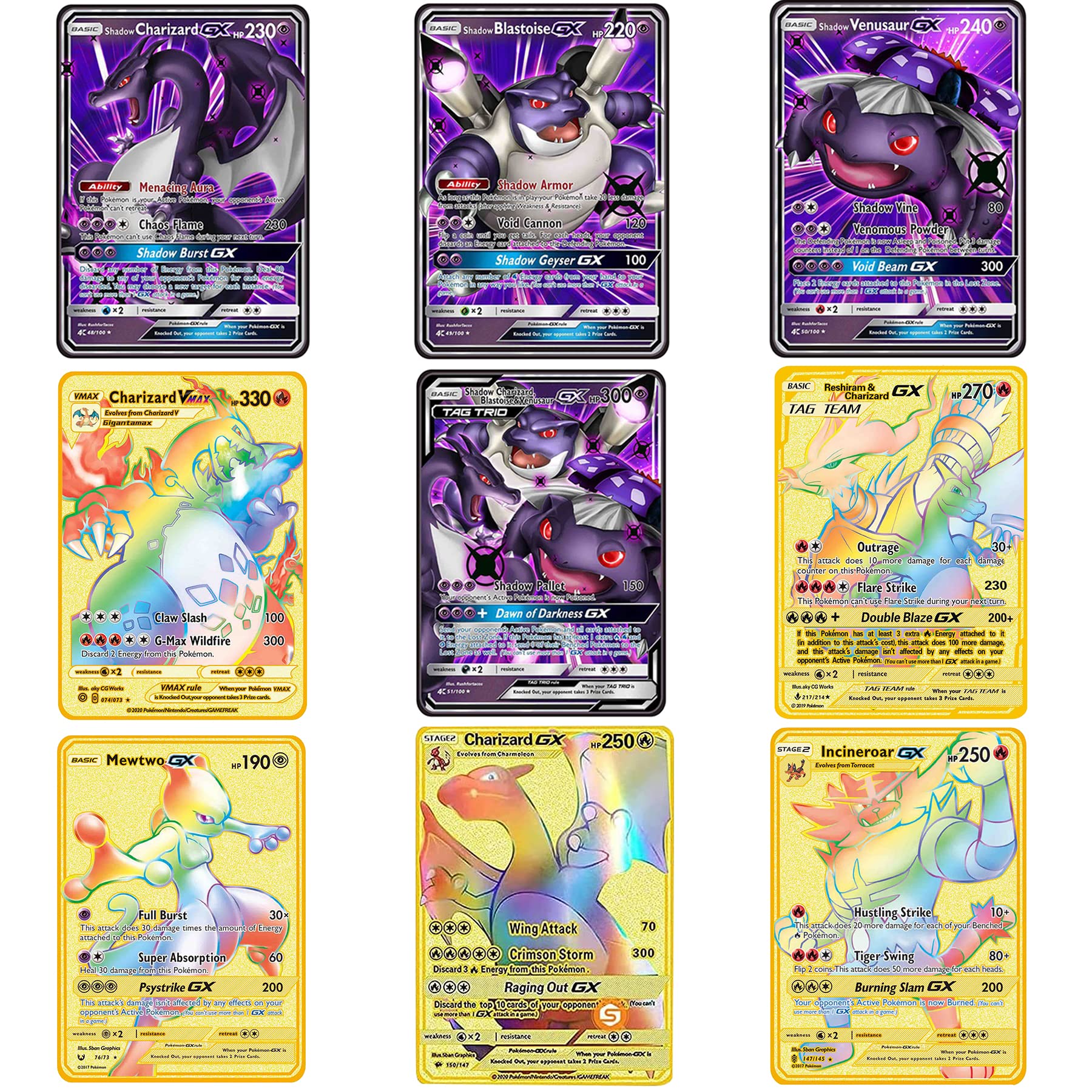 Gold Plated Metal Cards 9pcs Vmax Charizard Cards Vmax Cards ...