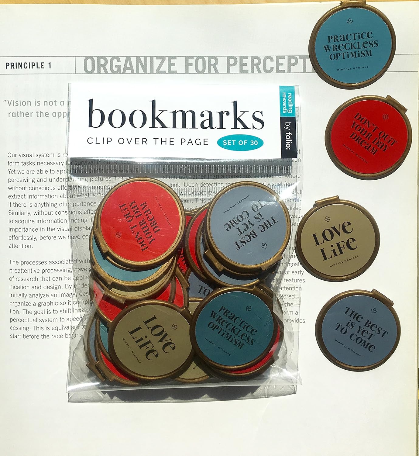 Mantra Quote Bookmarks - Set of 30 -"Clip Over The Page" Motivational ...