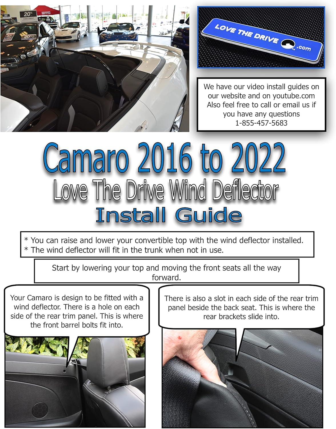 Camaro Convertible 2016 to 2020 Wind Deflector by Trade, Wind Deflector ...