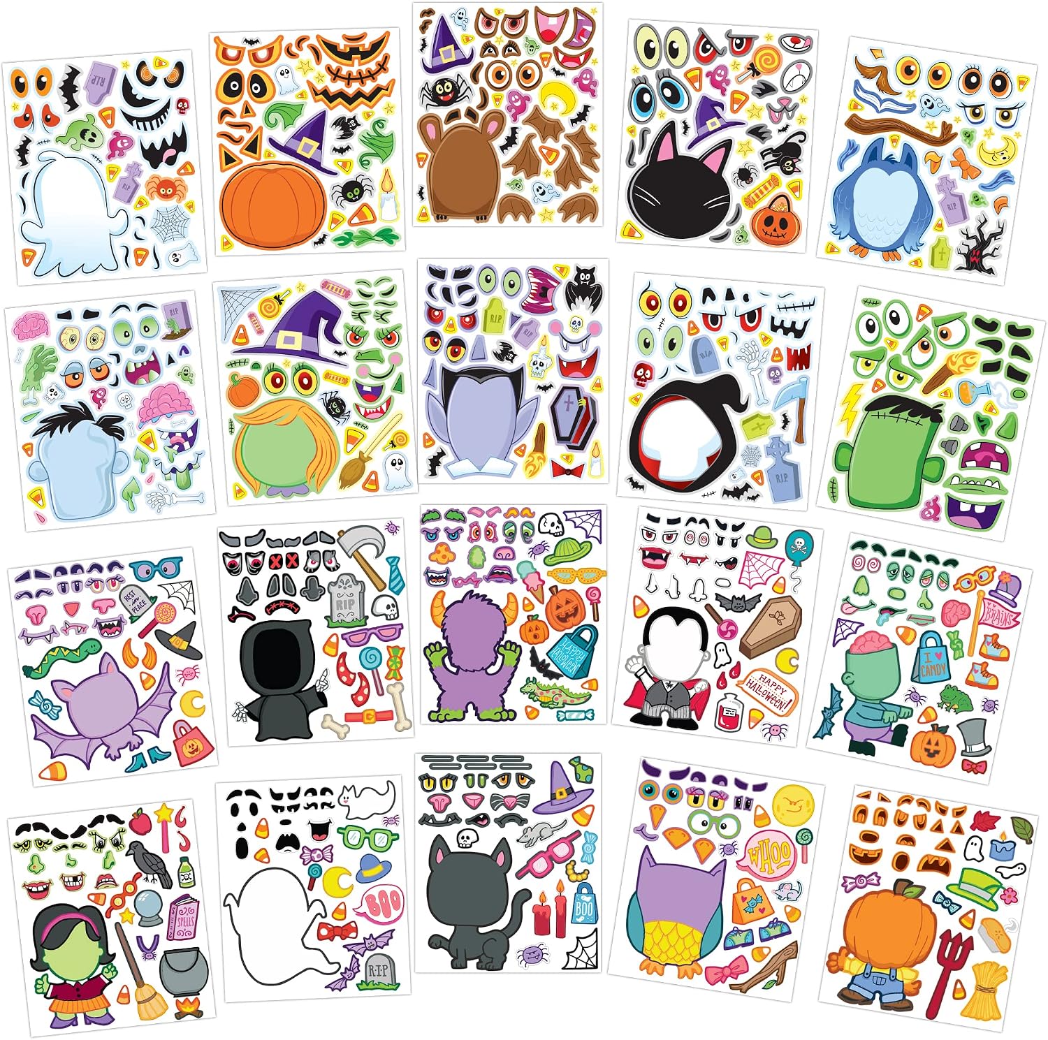 Amazon.com: JOYIN 20 Pcs Make-a-face Sticker Sheets Make Your Own ...