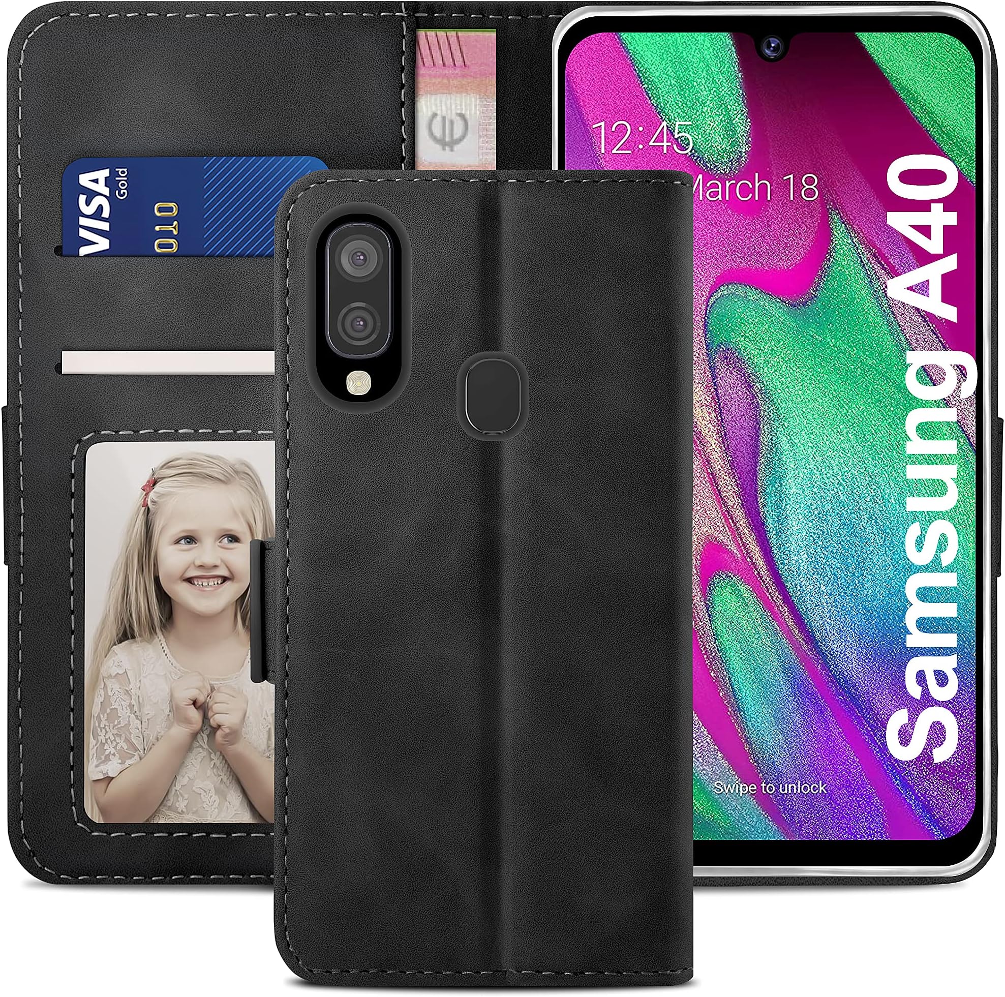 YATWIN Handyhülle Samsung Galaxy A40 Hülle, Klapphülle Samsung Galaxy ...