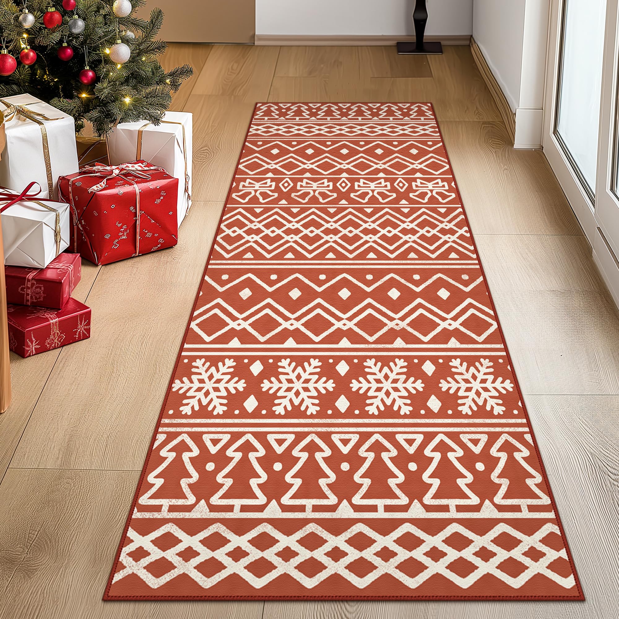 Amazon.com: Bavni Runner Rug, Aesthetic Xmas Festive Machine Washable ...