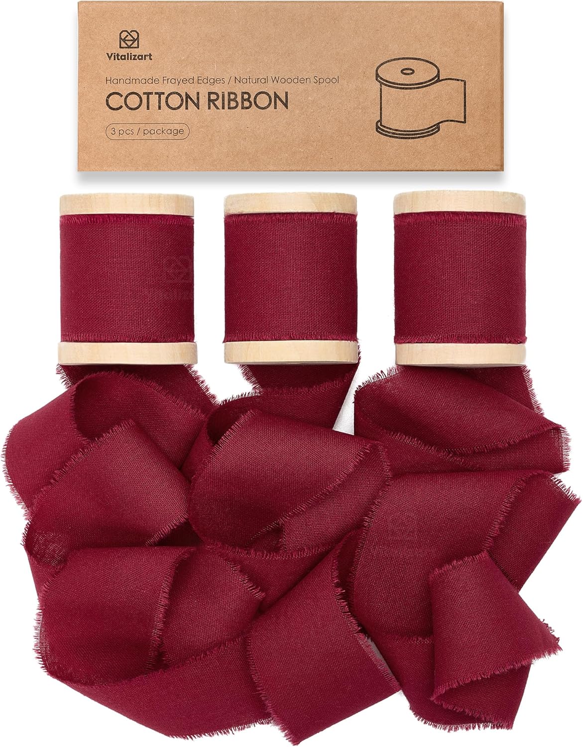 Amazon.com: Vitalizart Burgundy Red Ribbon 1-1/2" x 15 Yd 100% Cotton ...