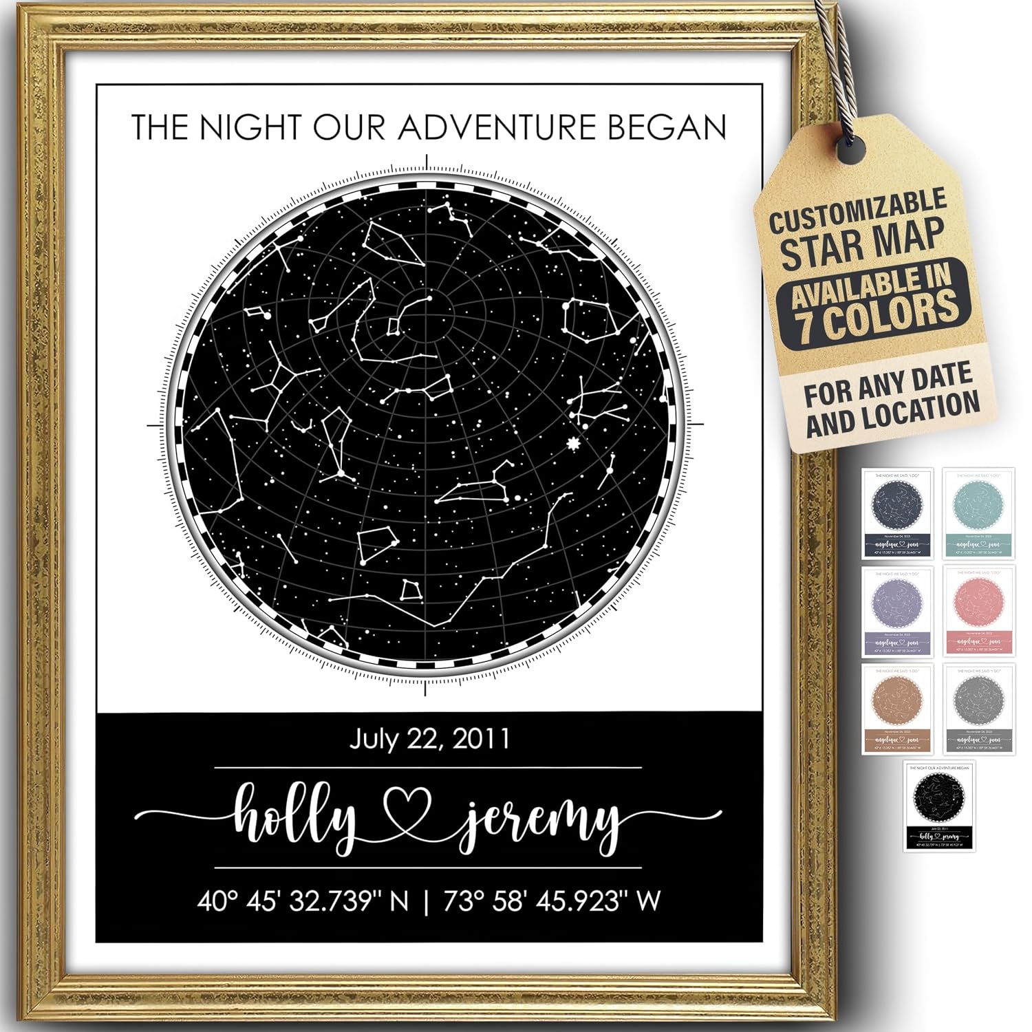 Amazon.com: Custom Star Map for Specific Date Art Print | Personalized ...