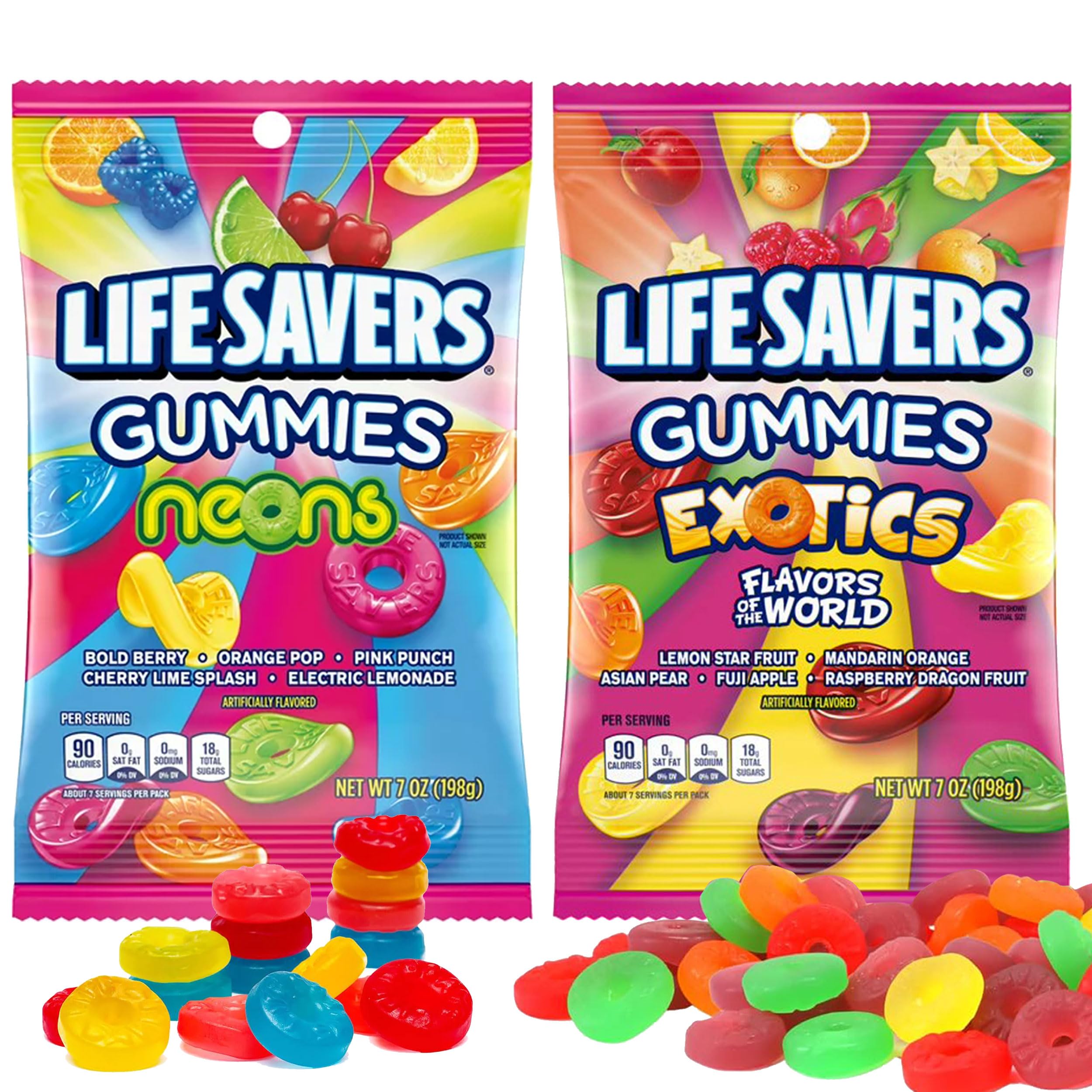 Amazon.com: Lifesaver Gummies Neons and Exotics, Pack of 2 (1 of each ...