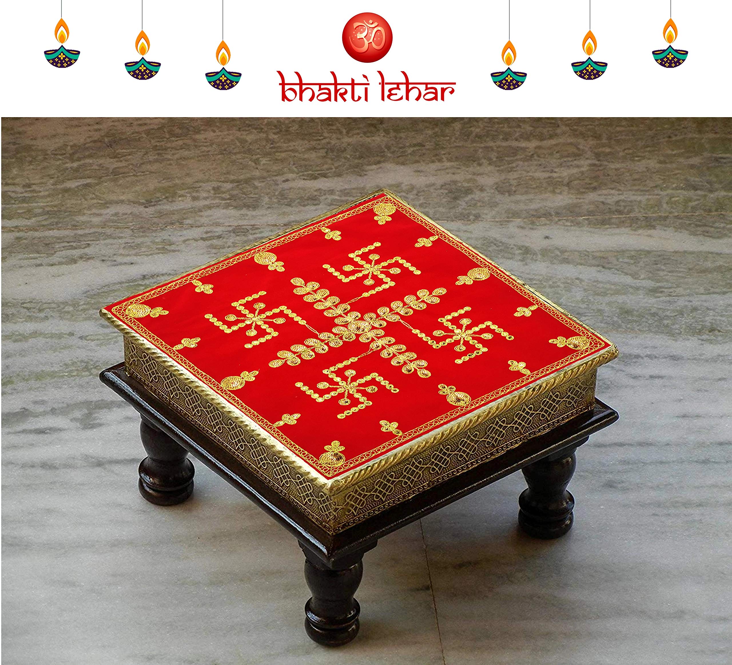 Buy Bhakti Lehar Swastik Design Red Velvet Pooja Aasan Cloth/Pooja ...