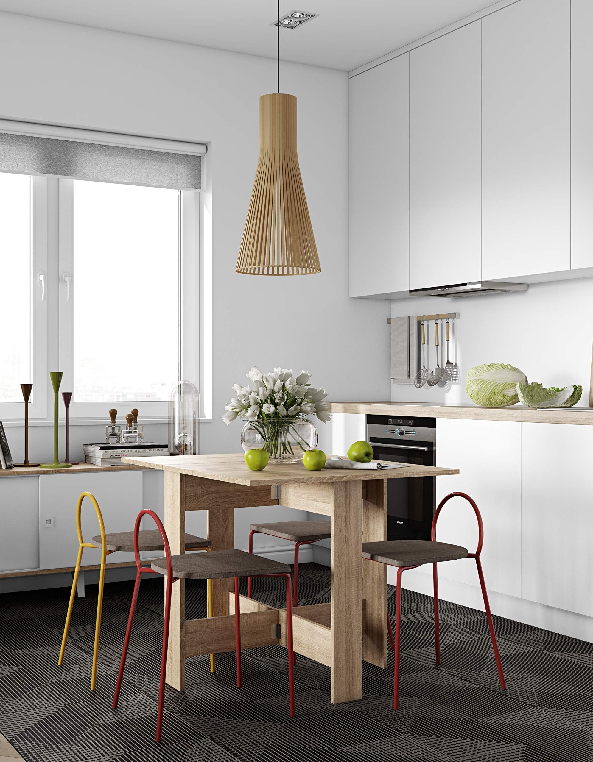 HOMCOM Klapptisch Mobiler Tisch mit klappbarer Arbeitsplatte Esstisch ...