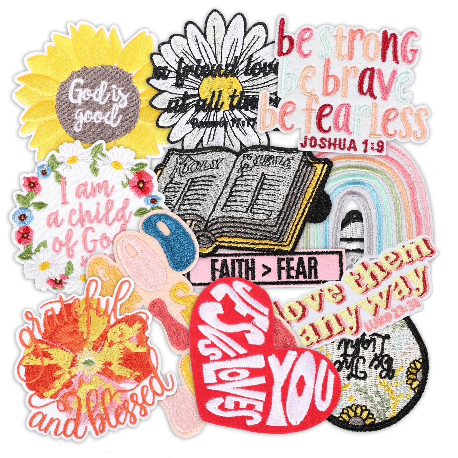 Amazon.com: 12 PCS Bible Verse Embroidered Iron On Patches for Clothes ...