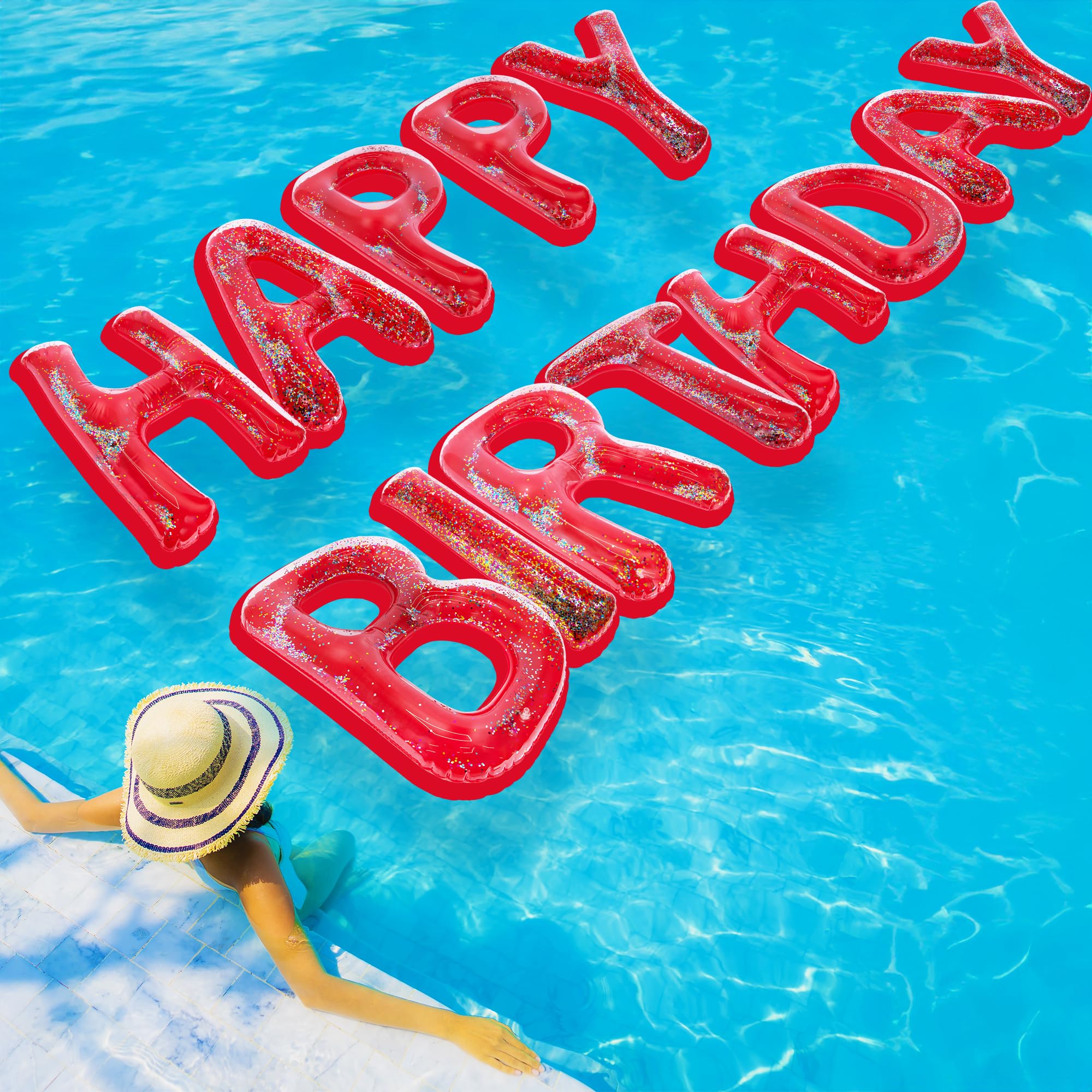 Amazon.com: ArtCreativity Happy Birthday Pool Party Decorations - Red ...