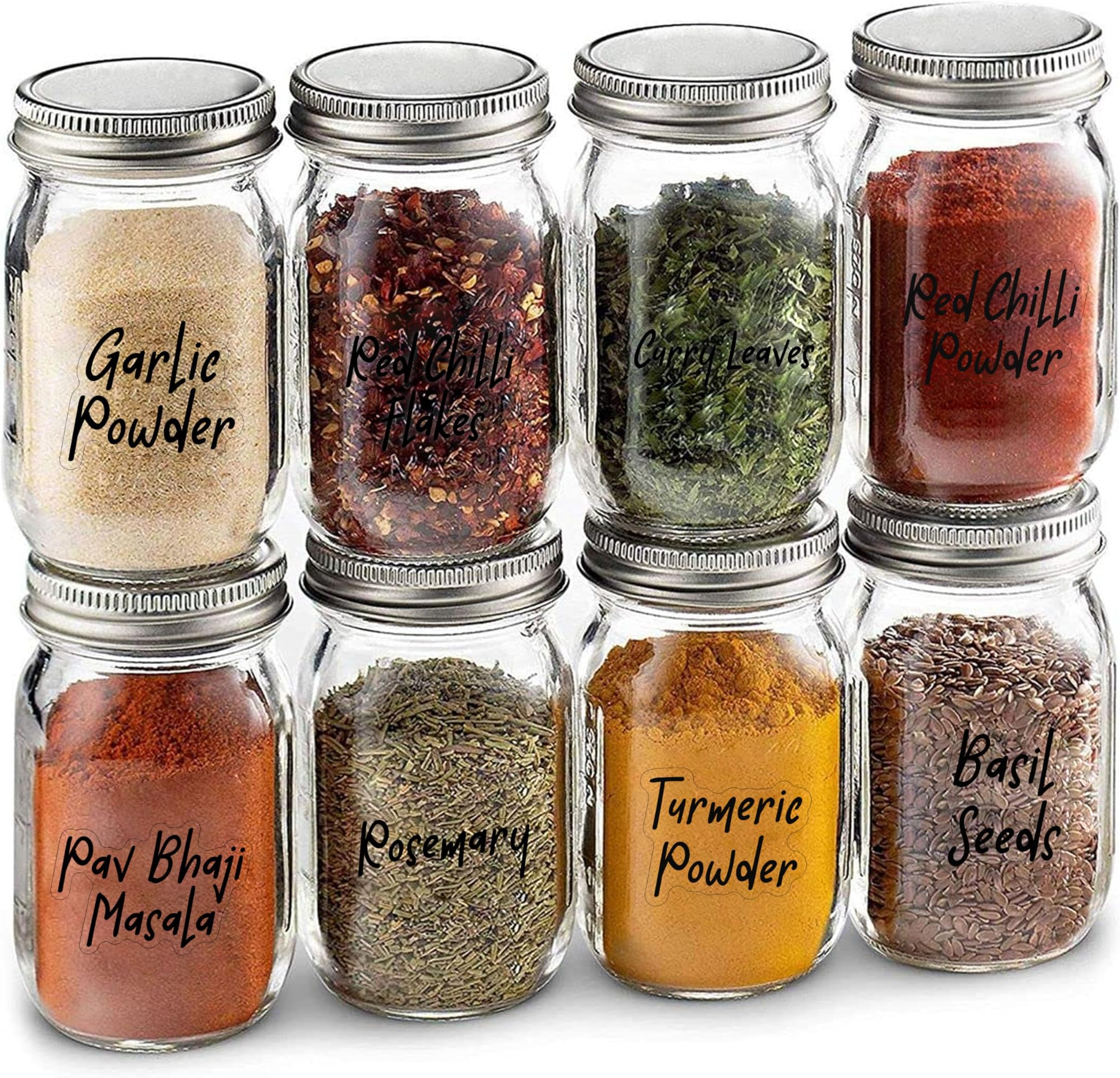 WONDER HUB Spice Jar Labels Preprinted Waterproof Sticker Self-Adhesive ...