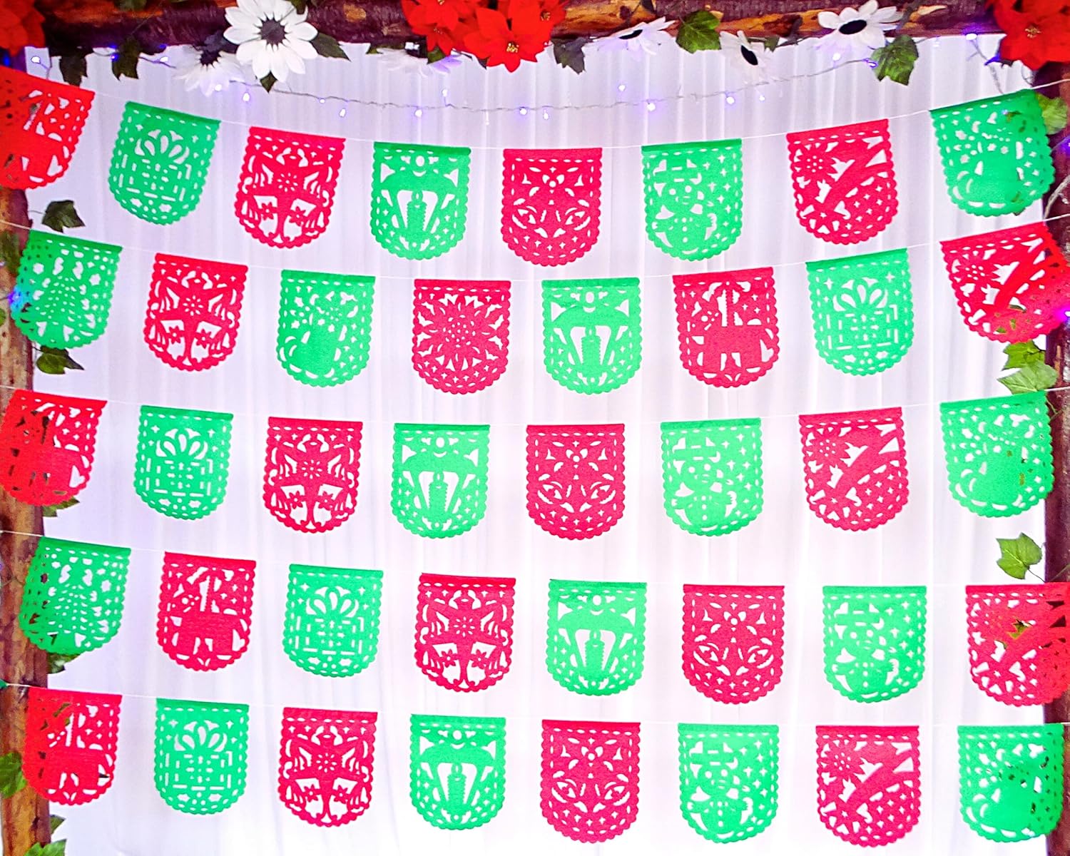 Amazon.com: Papel Picado Navideo - Small Mexican Christmas Banner in ...