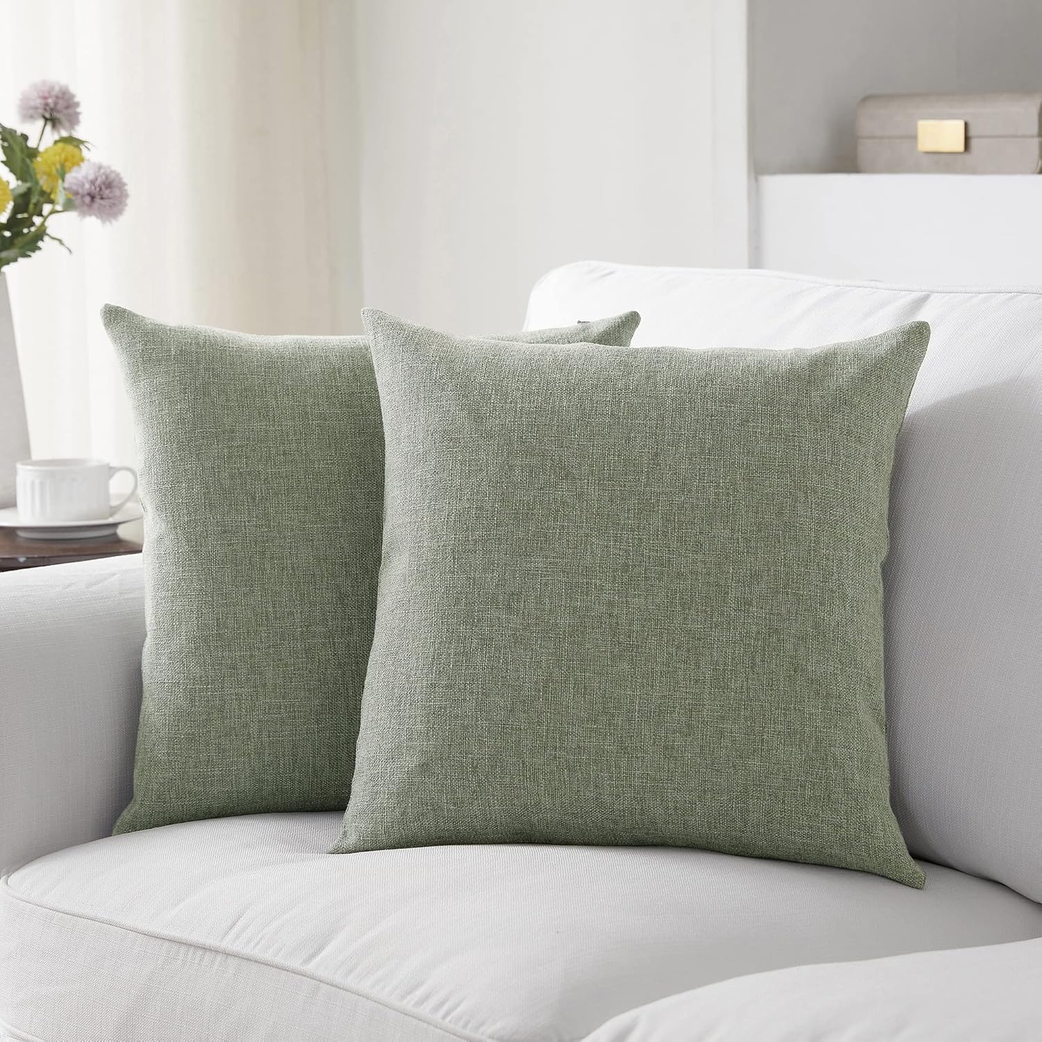 Amazon.com: Meekio Set of 2 Dark Sage Pillow Covers 18 x 18 Inch ...