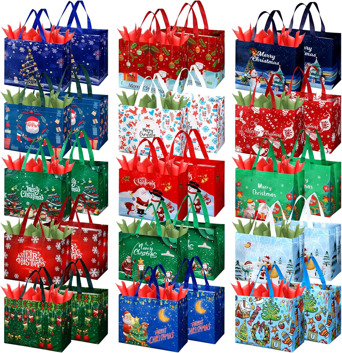 Amazon.com: Zhanmai 120 Pcs Large Christmas Gift Bags, Christmas Tote ...