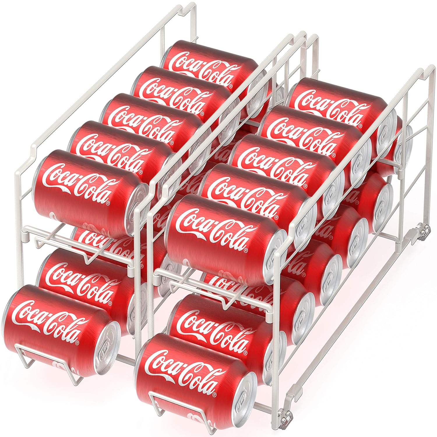 2 Pack - Stackable Beverage Soda Can Dispenser Rack Organizer, White ...