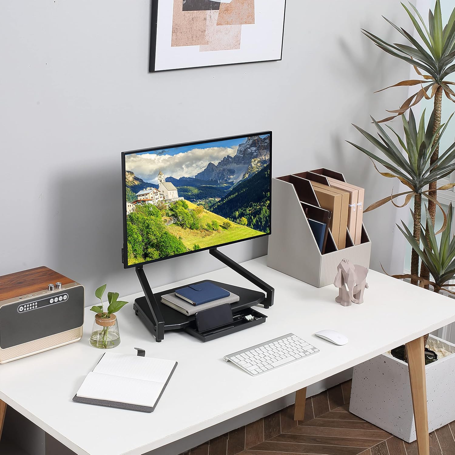 Buy Fydeamer Single Monitor Stand Tabletop Height Adjustable Free ...
