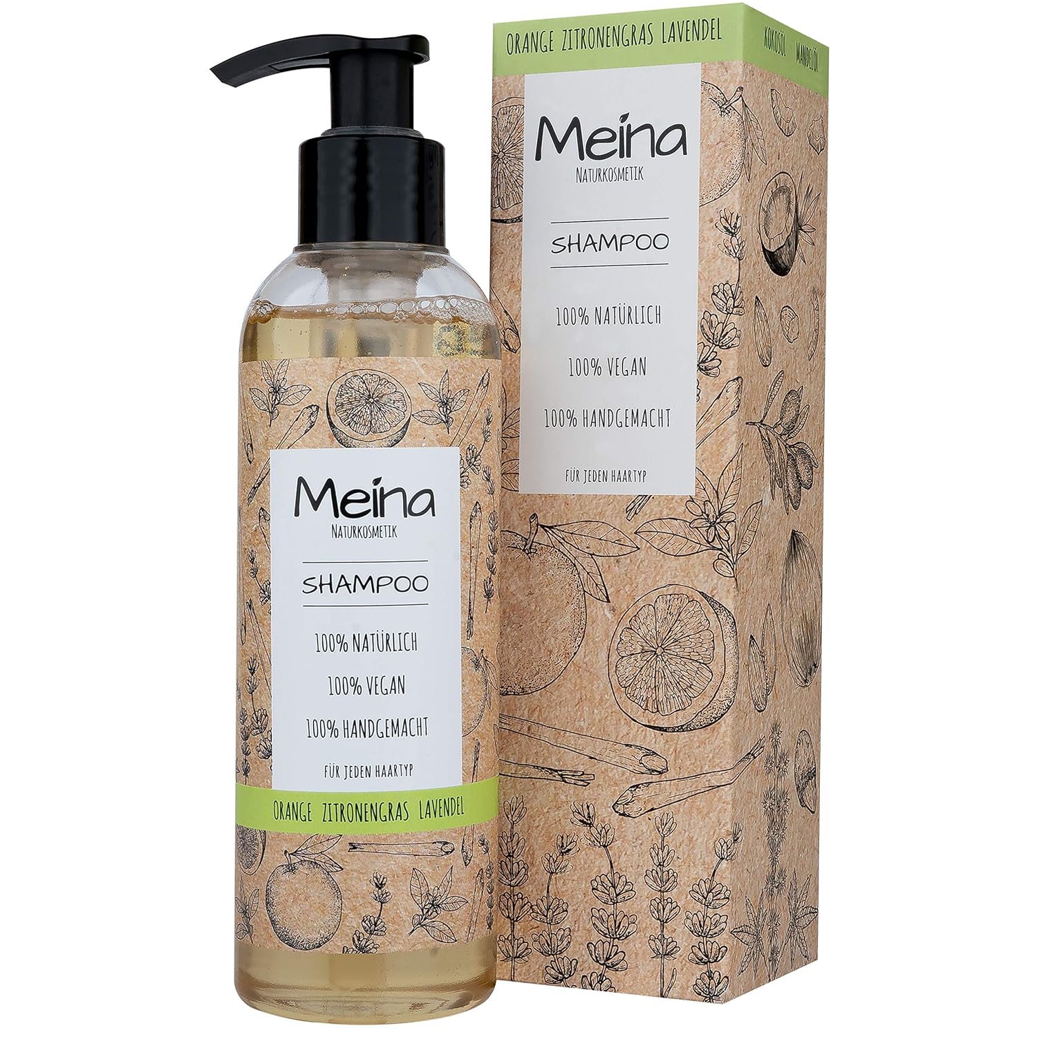 Meina Naturkosmetik - Bio Shampoo mit Orange, Zitronengras und Lavendel ...