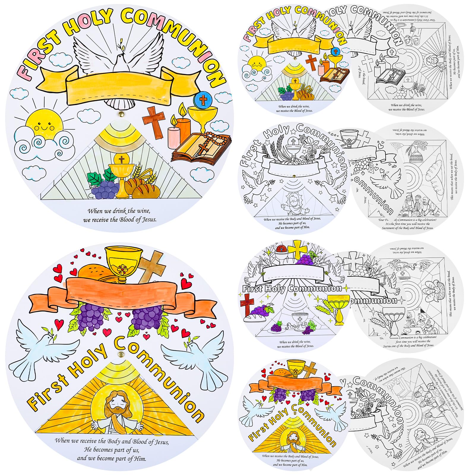 Snapklik.com : 12 Sets Color Your Own First Holy Communion Wheel Crafts ...