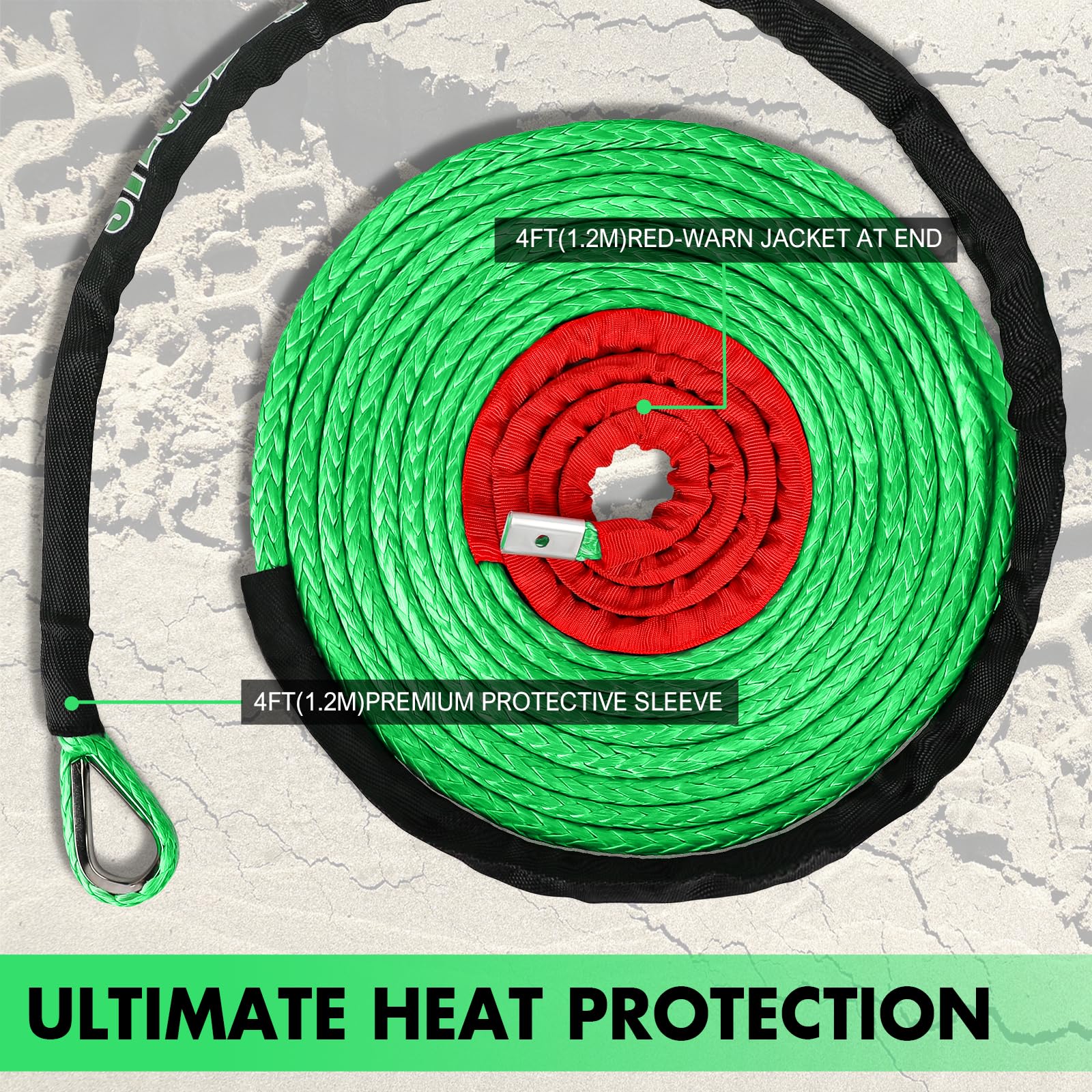 Snapklik.com : STEGODON Synthetic Winch Rope, 3/8 X 60ft 19,854LBS ...