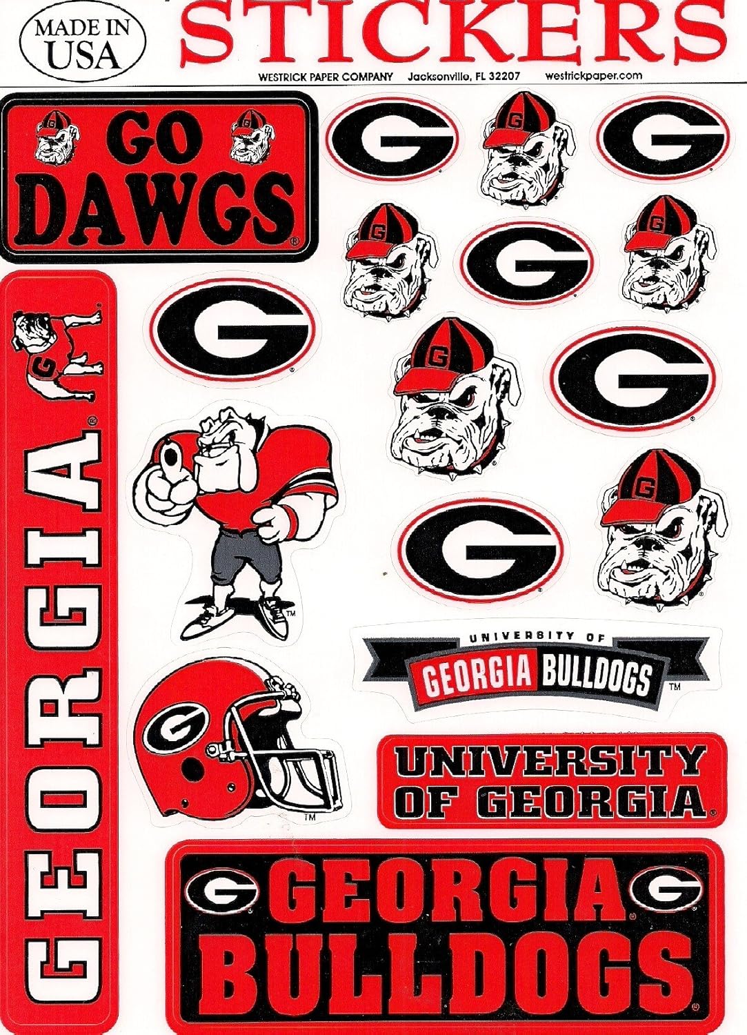 Amazon.com : Georgia Bulldogs Small Team Sticker Sheet : Automotive ...