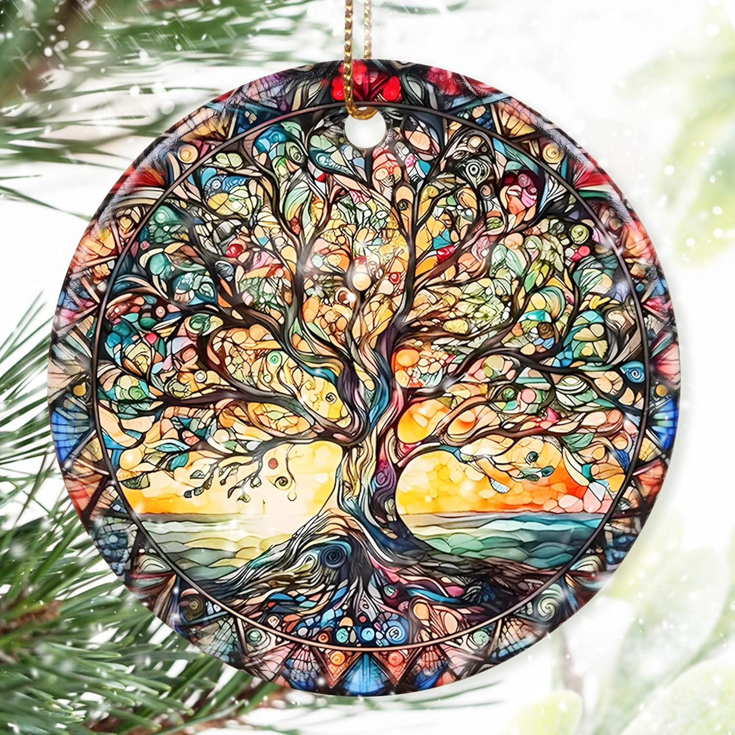 Amazon.com: Colorful Ceramic Tree of Life Christmas Ornament, Tree of ...