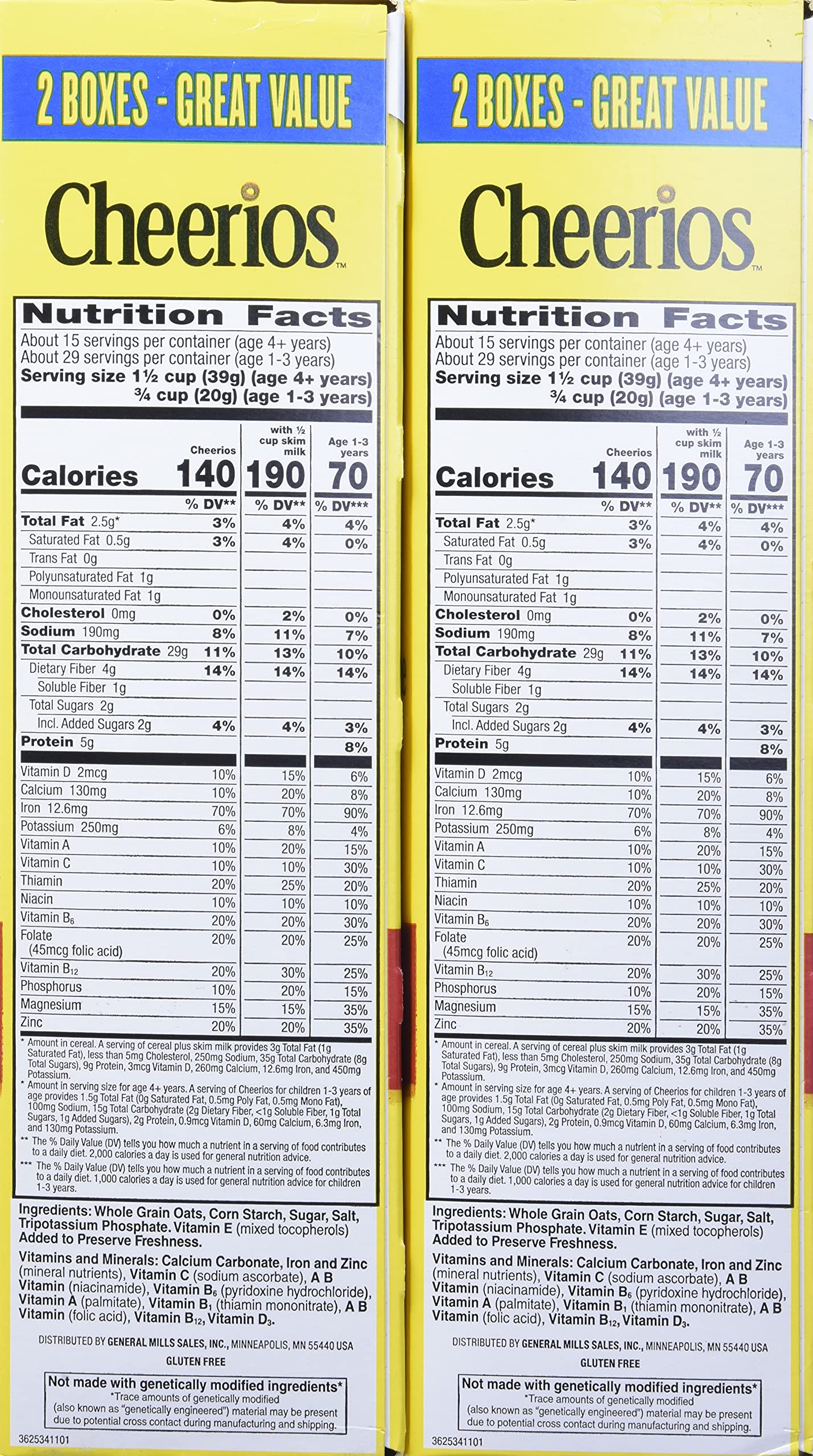 Cheerios Nutrition Label