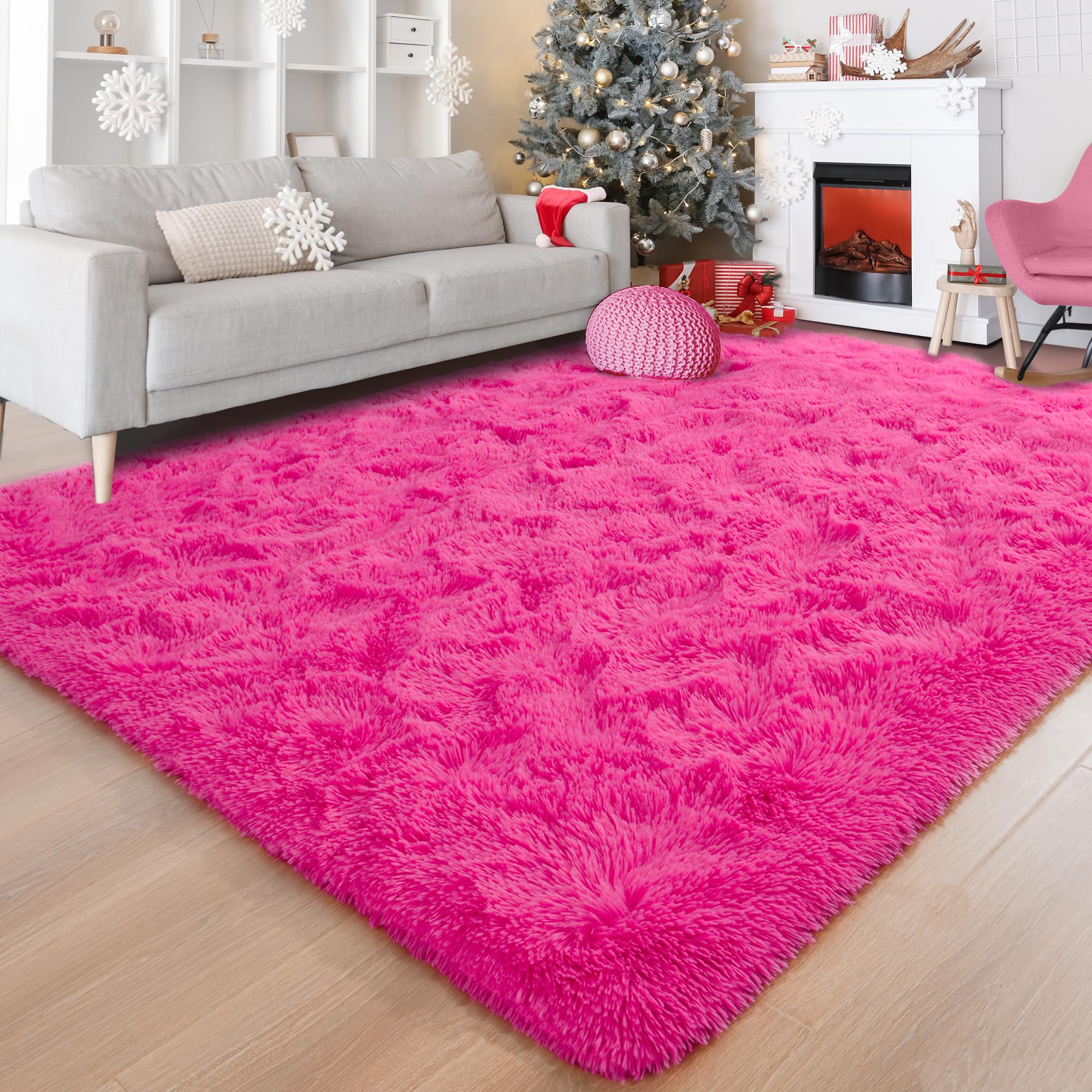 Foxmas Soft Area Rug for Living Room 8x10 Feet, Washable Large Fluffy ...