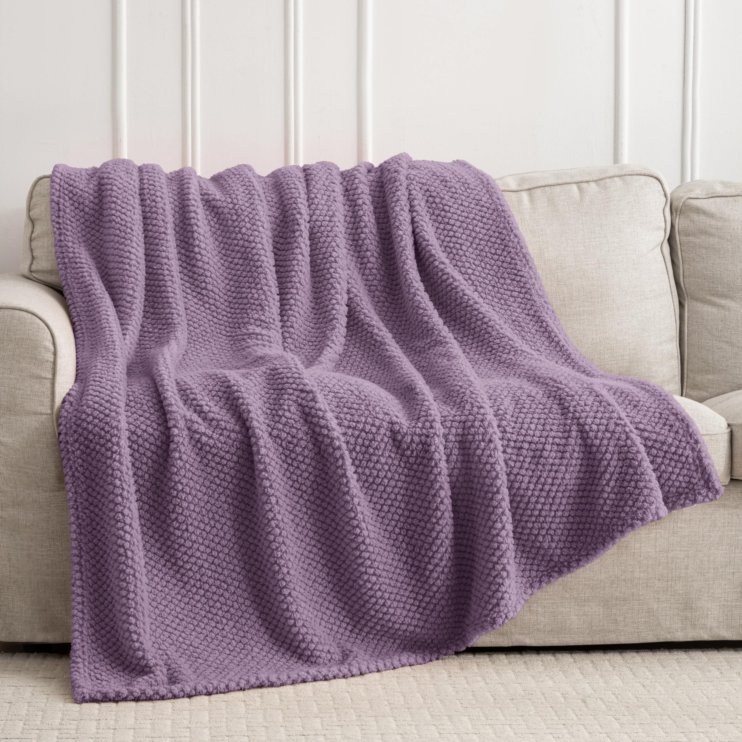 Amazon.com: Purple 300GSM Fleece Throw Blanket for Couch Sofa Bed ...