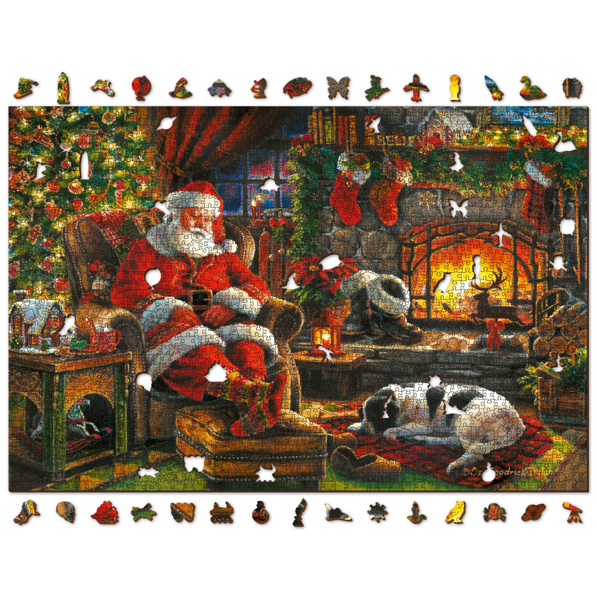 Amazon.com: WOODEN.CITY 2000 Piece - Christmas Nap - Wooden Jigsaw ...