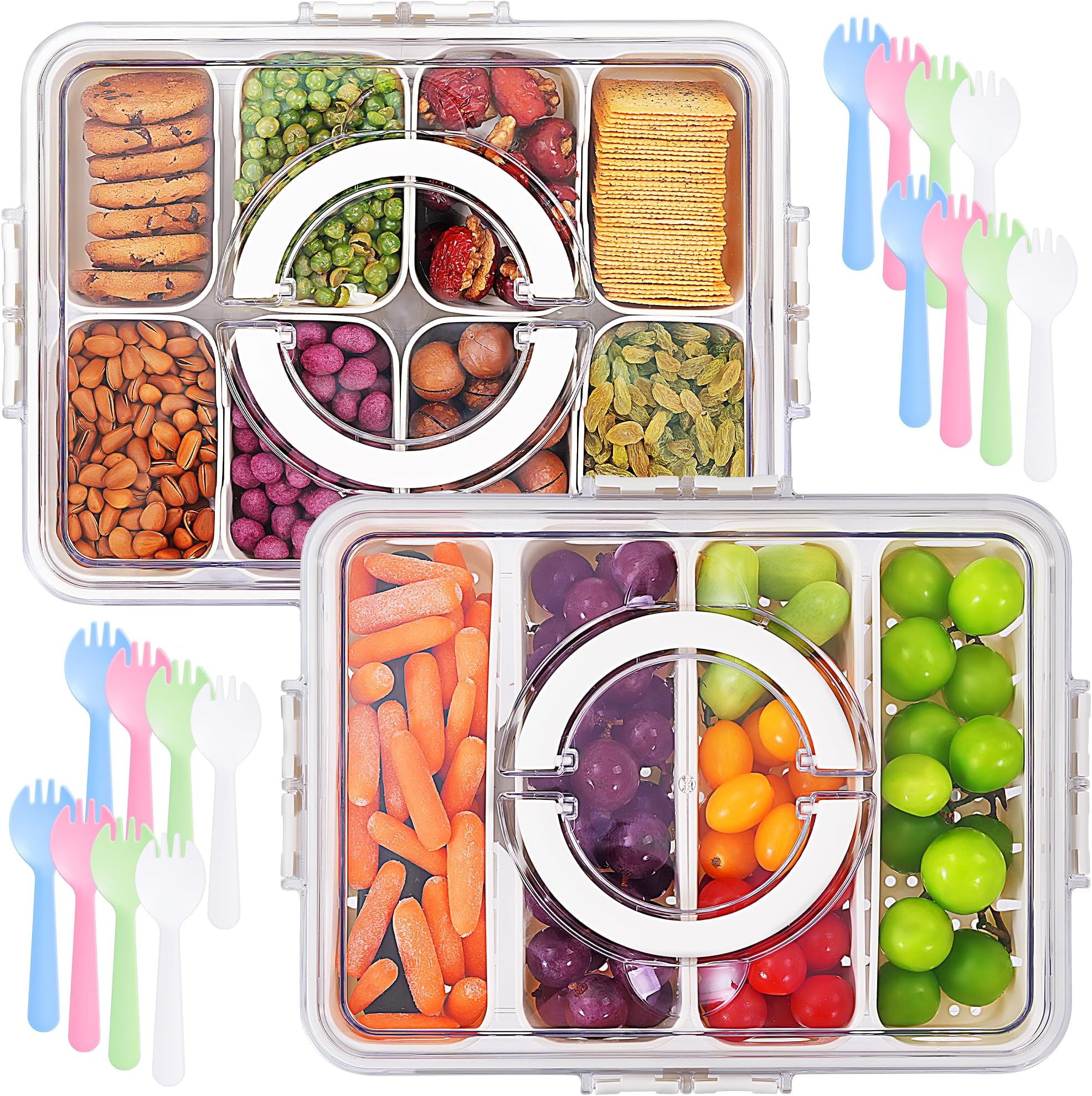 Amazon.com | amokk Divided Serving Tray with Lid and Handle Snackle Box ...