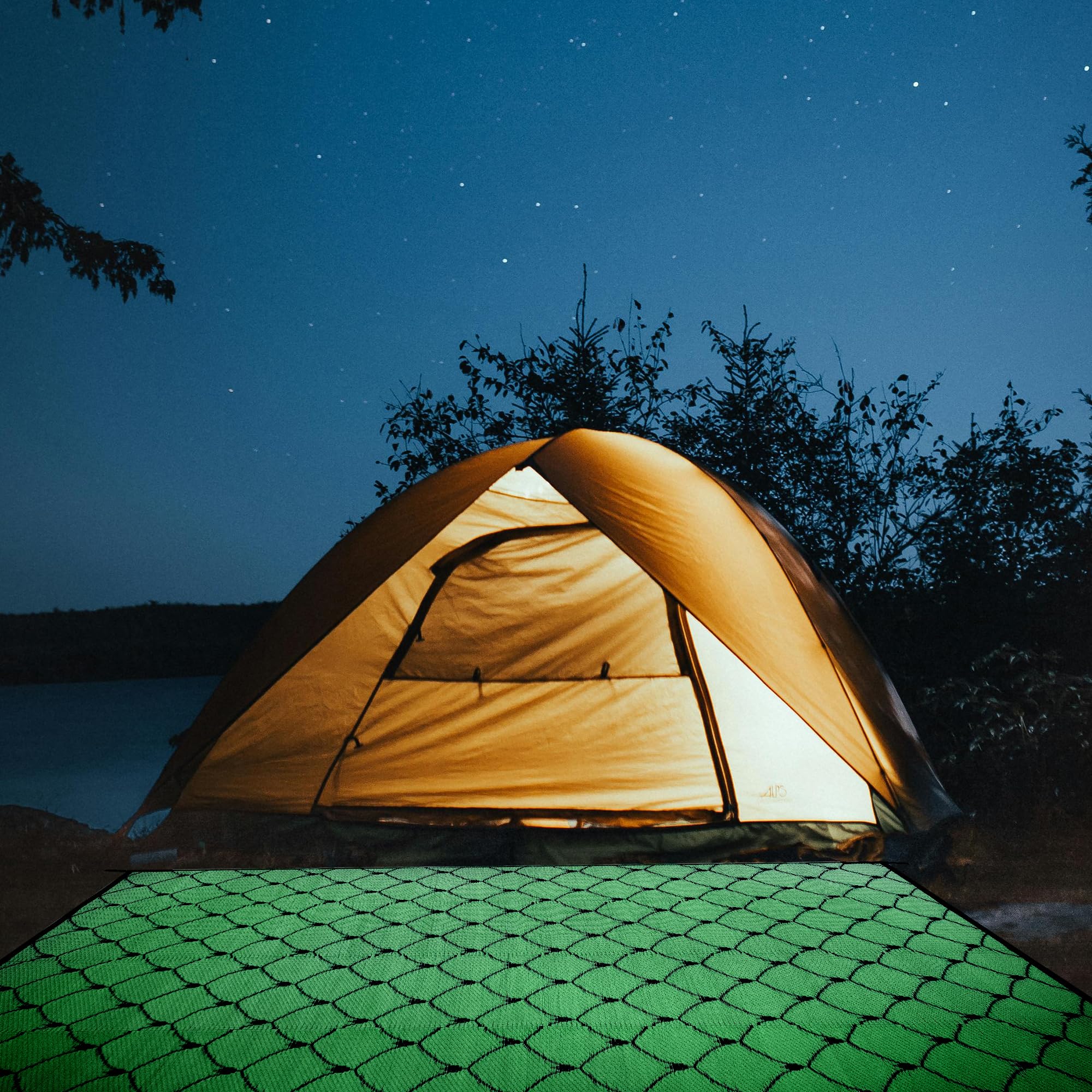 BOULDER BEE Luminous Outdoor Rugs | Glow in The Night Plastic Straw Rug ...