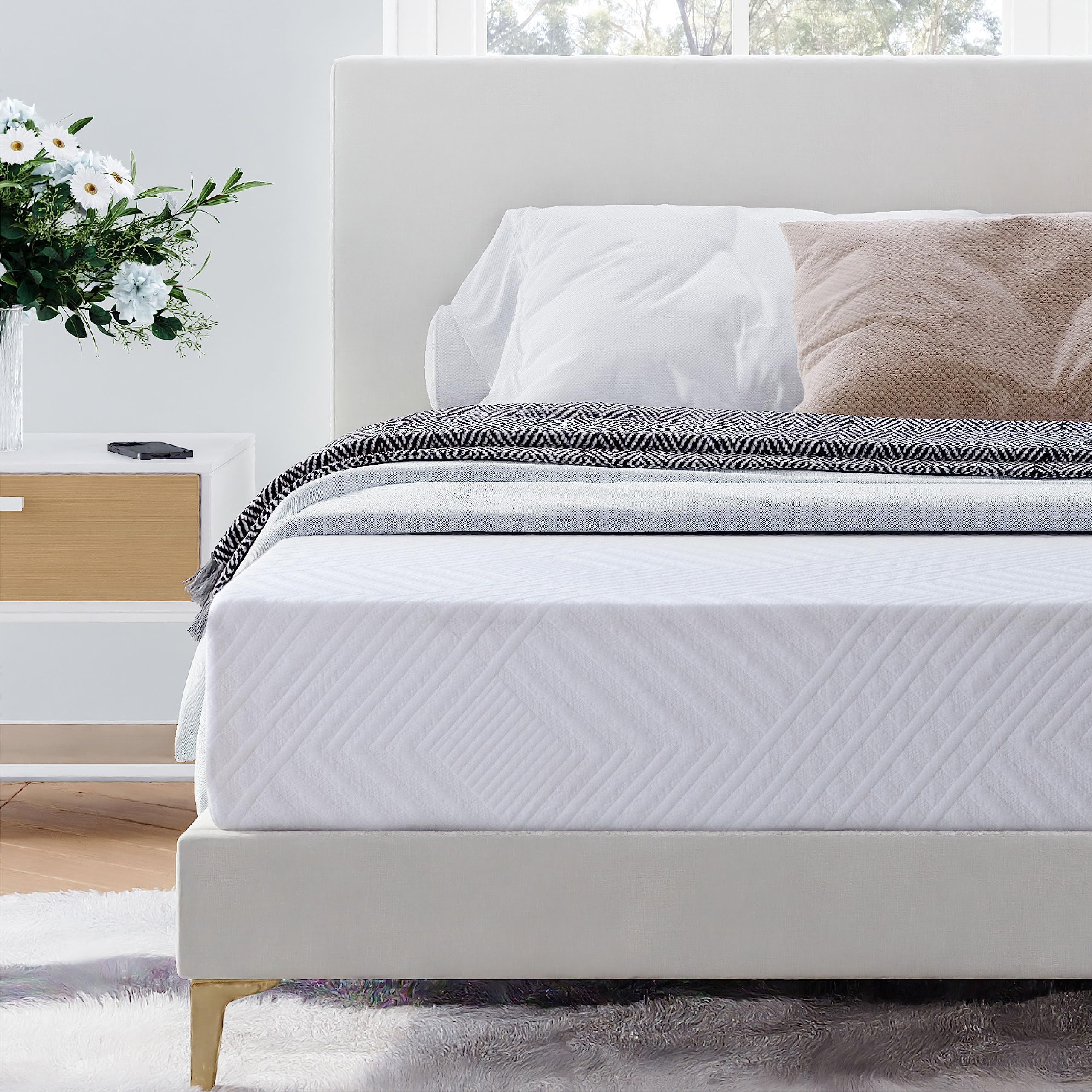 Amazon.com: Linenspa 8 Inch Memory Foam and Spring Hybrid Mattress ...