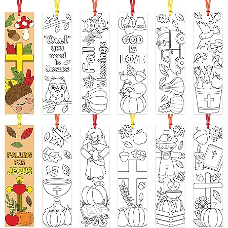 Amazon.com: Haooryx 75Pcs Color Your Own Happy Fall Bookmarks Creative ...