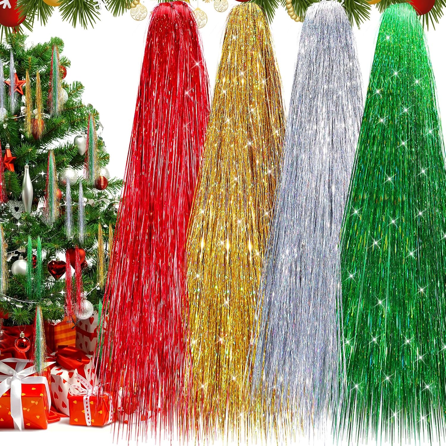 Amazon.com: Chuangdi 20000 Strands Christmas Tinsel Icicles 19.7 ...