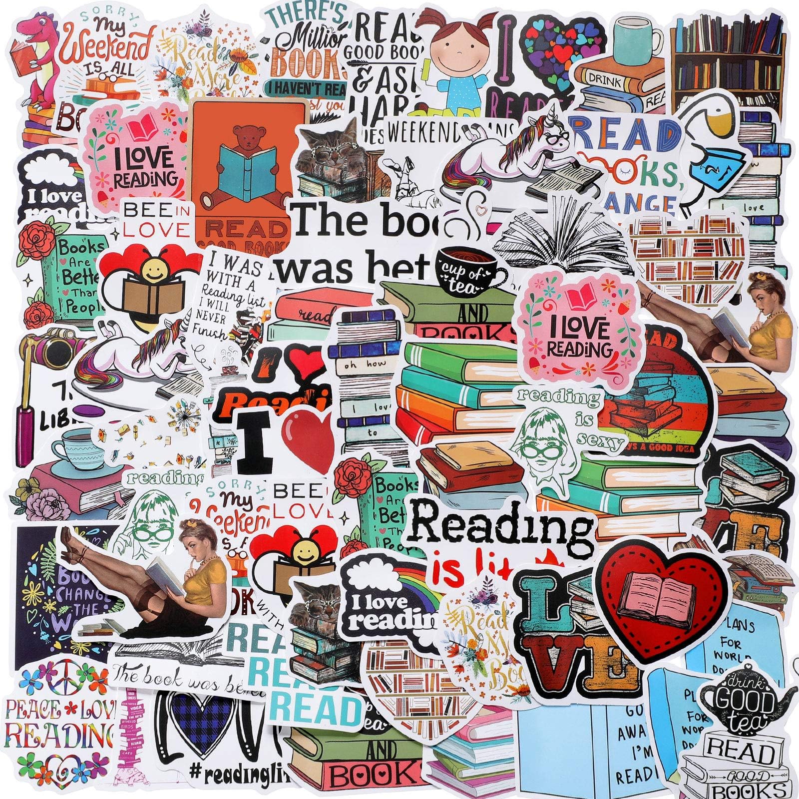 Amazon.com: 100 Pieces Reading Stickers Waterproof Motivational ...