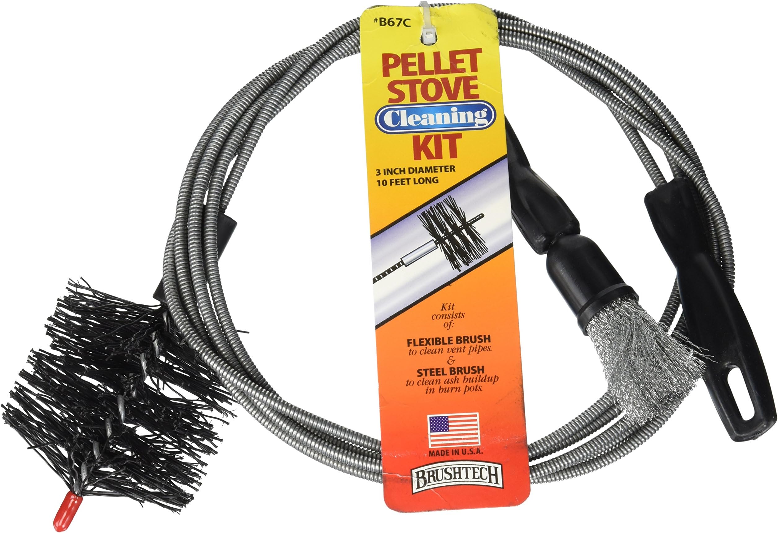 Amazon.com: Pellet Stove/Fireplace Vent Flue Cleaning Kit - 1-3'" Brush ...