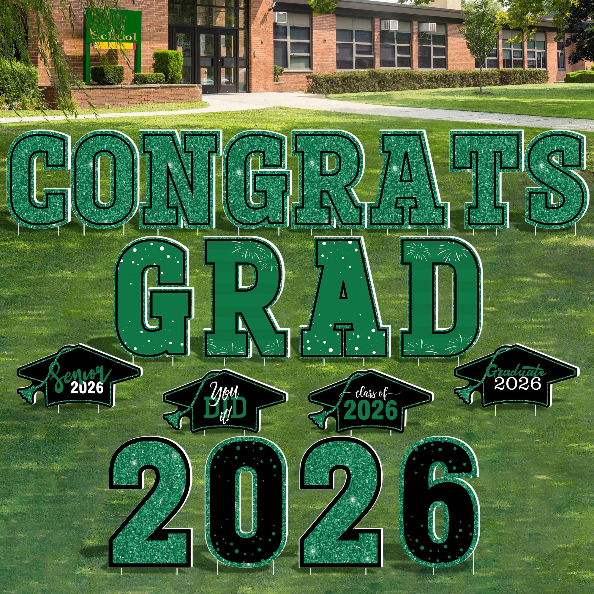 Snapklik.com : 20 PCS Graduation Yard Signs, Green Large Congrats Grad ...