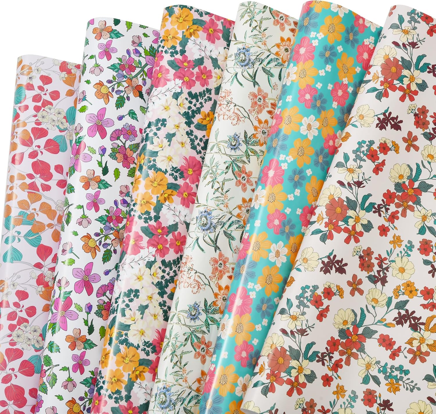 Amazon.com: Sikiweiter Floral Wrapping Paper - Birthday Wrapping Paper ...