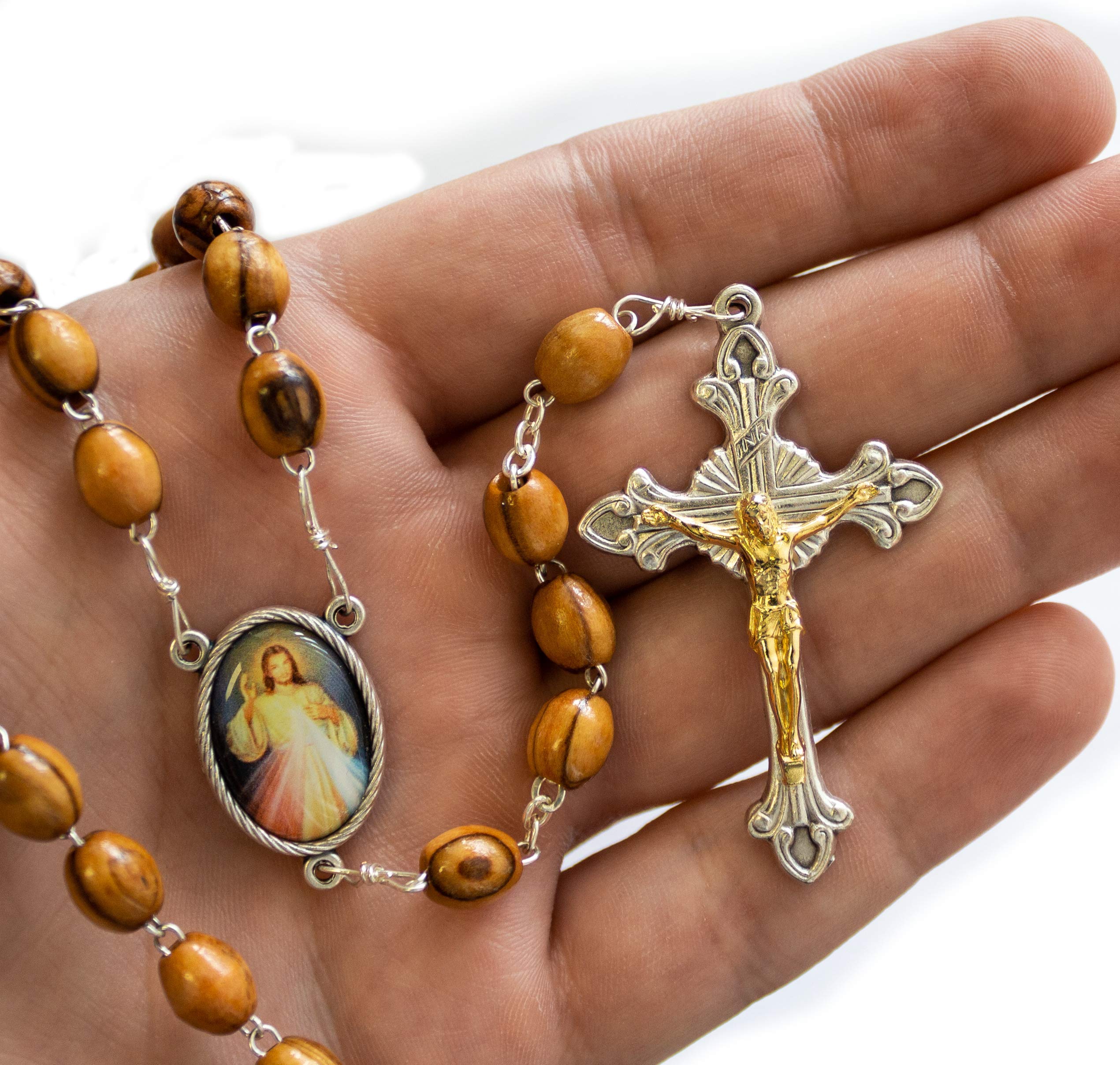 Logos Trading Post Holy Land Olive Wood Catholic Rosary from Israel ...