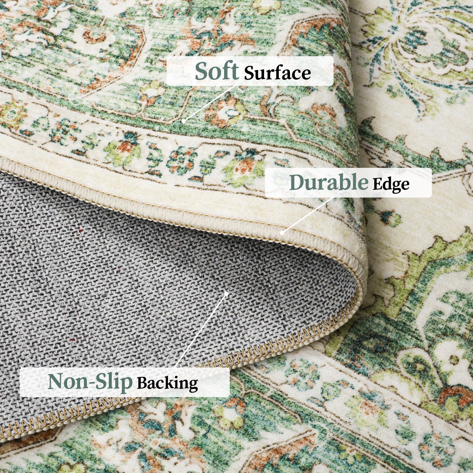 Roxstand 8x10 Area Rugs, Stain Resistant Washable Rugs with Non-Slip ...