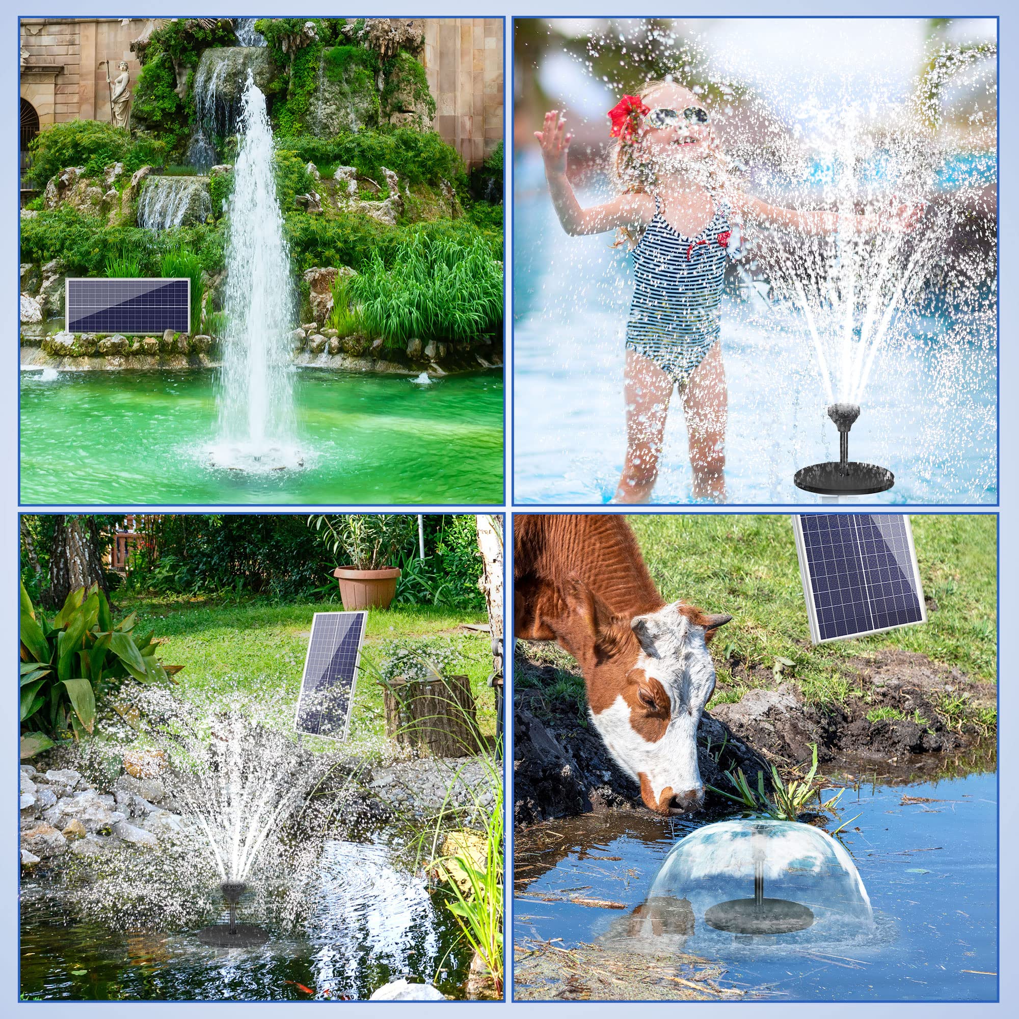 40W Powerful Solar Water Fountain Pump Kit, 40W Solar Panel and 20W ...