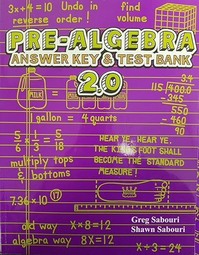 Teaching Text Books PRE Algebra 2.0 Answer Key and Test Bank: Greg ...