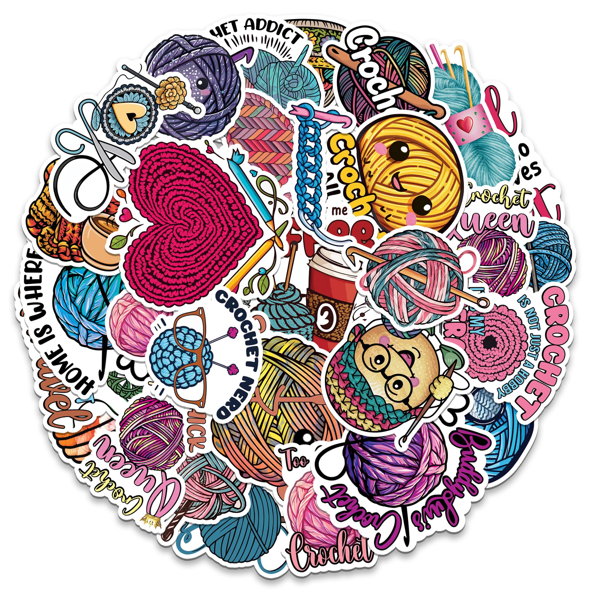 Amazon.com: MONIZY Crochet Stickers 50 Pieces Vinyl Waterproof Decal ...