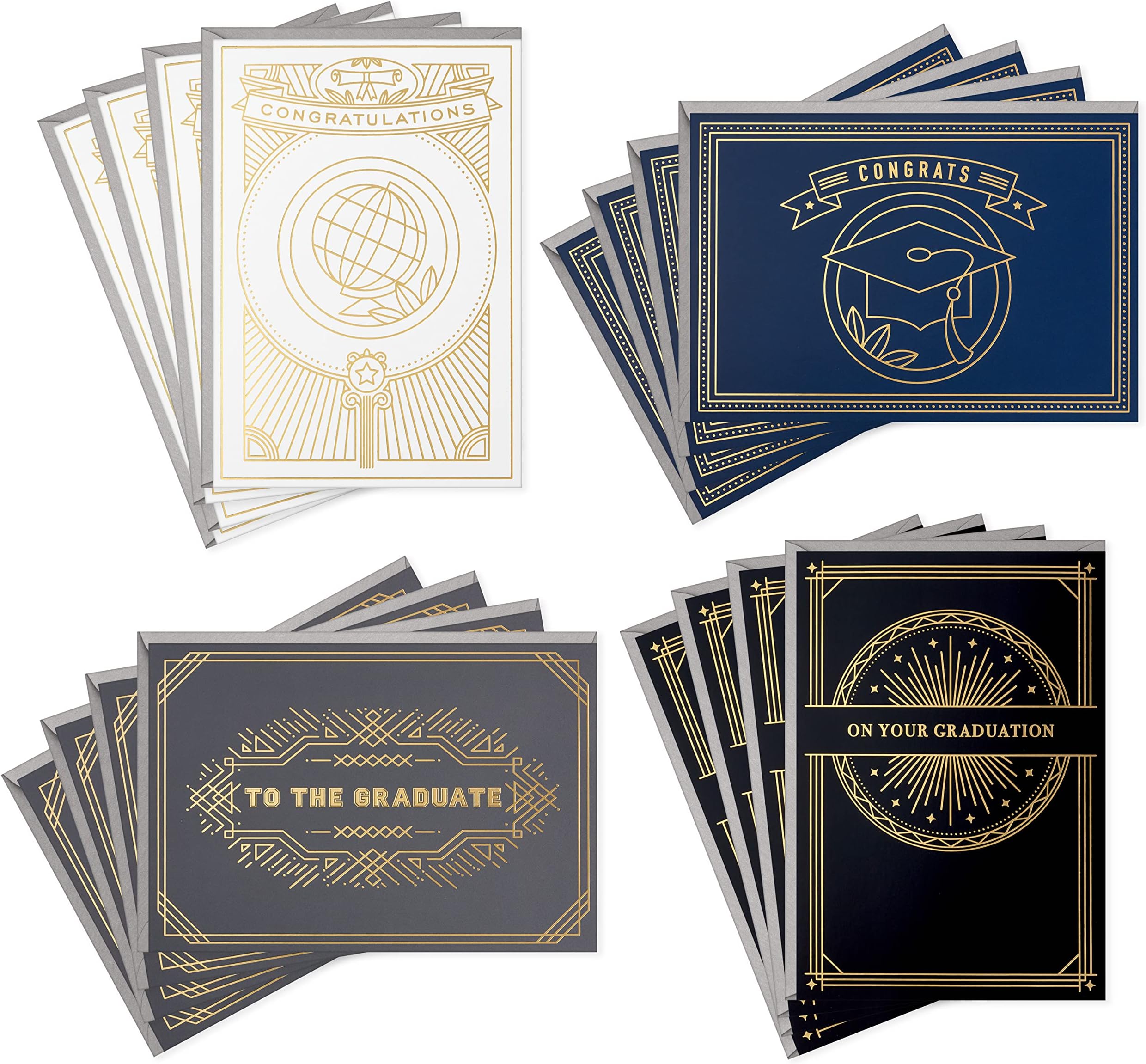 Amazon.com : Hallmark Graduation Cards Assortment, Gold Foil Neutrals ...