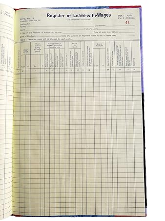 LRS Form 15 Register of Leave with Wages Prescribed Under Rule 94 ...