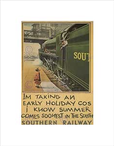 Amazon.com: TRAVEL SOTHERN RAILWAY STEAM LOCOMOTIVE UK VINTAGE ADVERT ...